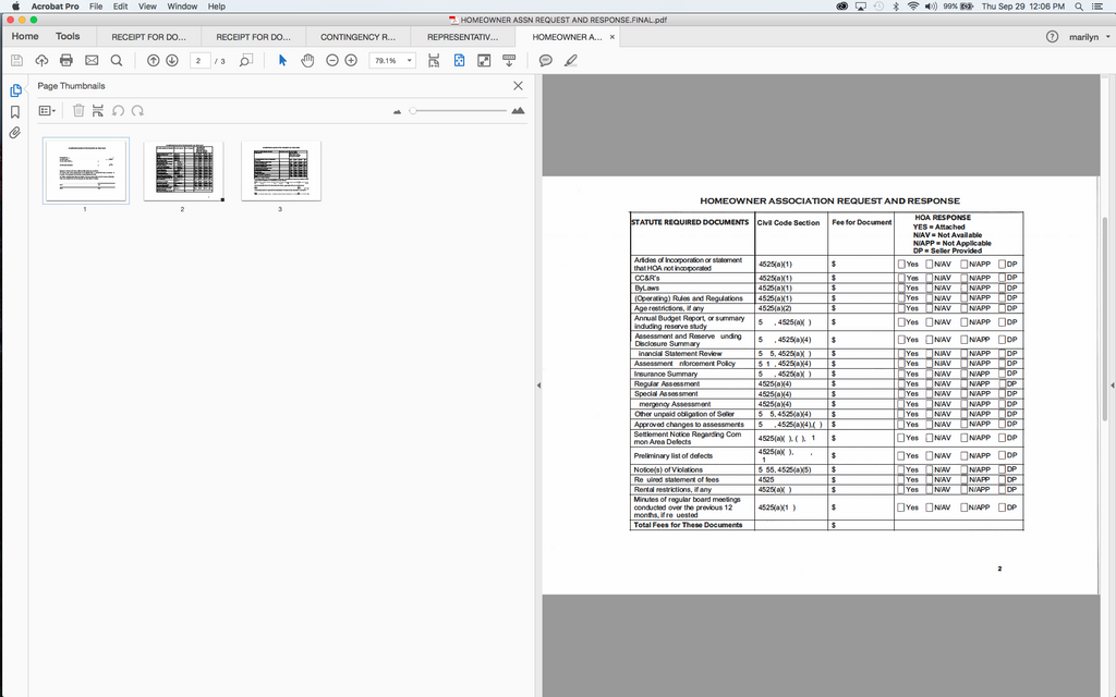 Downloadable form Homeowners Association Request and Response