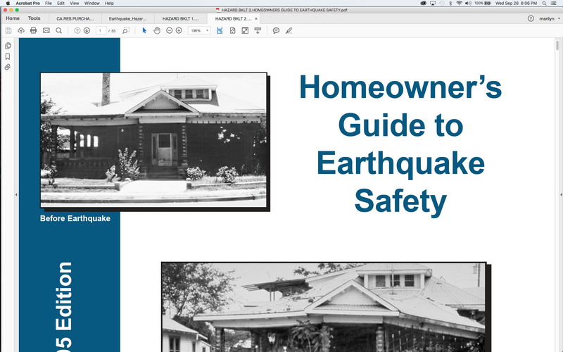 Homeowner’s Guide To Earthquake Safety Hazards Booklet
